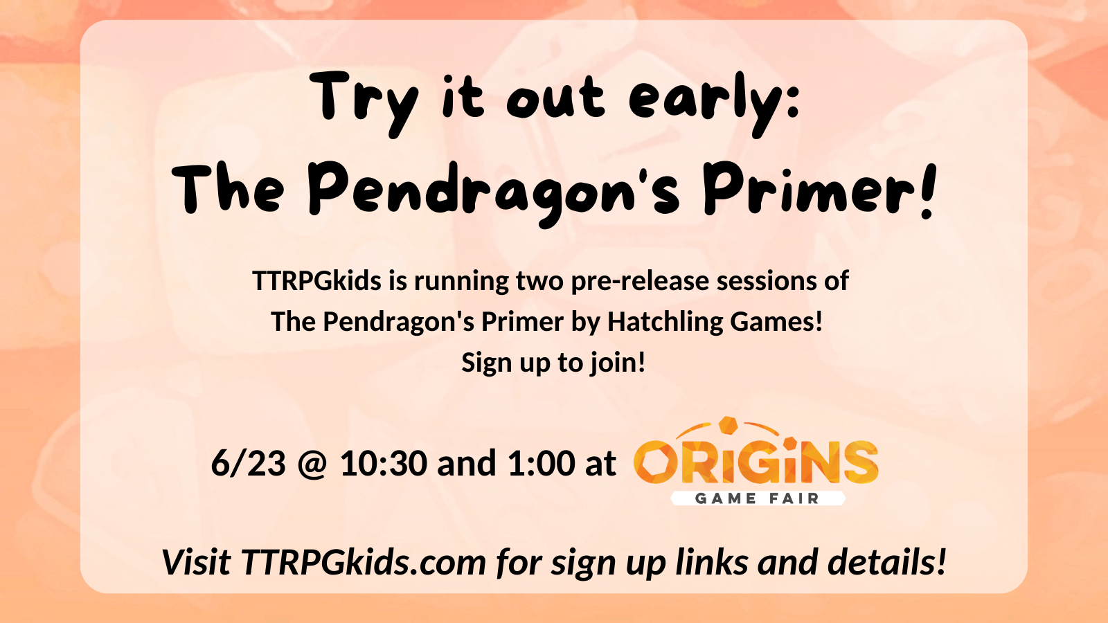 TTRPGkids is going to Origins Game Fair! – TTRPGkids