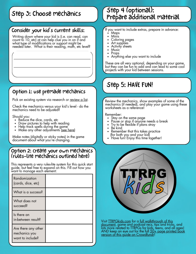 Making a tabletop RPG for your particular kid: a quick start step by ...